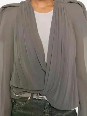 Rick Owens Maria Pleated Crossover Jacket - Brown