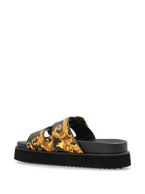 Versace Buckled Barocco-print Platform Sandals - Black