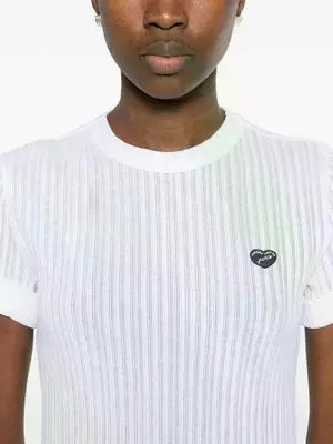 Maison Labiche Ribbed Heart-appliqué T-shirt