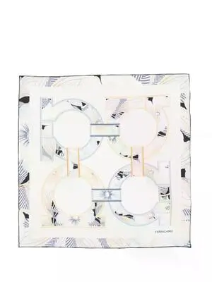 FERRAGAMO Logo-print Silk Scarf - Neutrals
