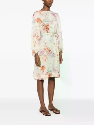 Herno Floral-pattern Mini Dress With Tie Waist