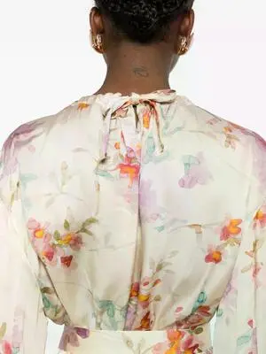 Herno Floral-pattern Mini Dress With Tie Waist