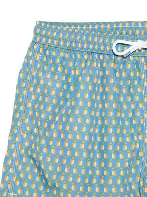 Fedeli Pineapple-print Swim Shorts - Blue