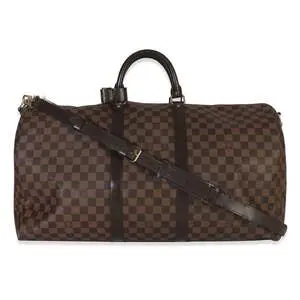 LOUIS VUITTON Damier Ebene Canvas Keepall Bandouliere 55 - Brown