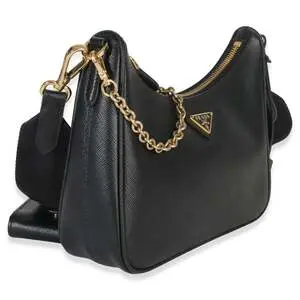 Prada Saffiano Lux Re-edition 2005 Shoulder Bag - Black