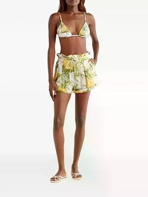 Farm Rio Pineapple-print Ruffled Shorts