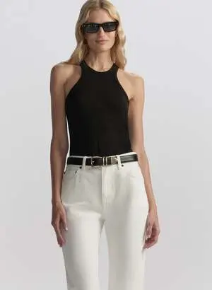 A.L.C. Dean Racerback Rib Knit Tank - Black