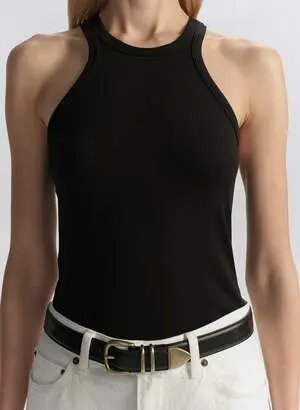 A.L.C. Dean Racerback Rib Knit Tank - Black