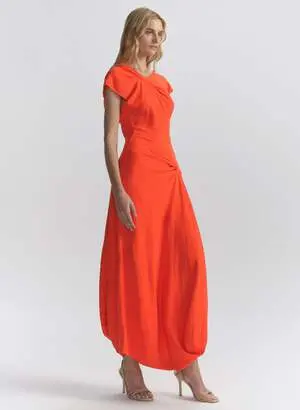 A.L.C. Textured Crepe Midi Dress - Persimmon