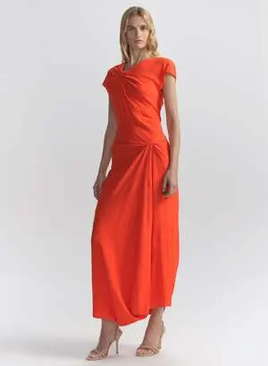 A.L.C. Textured Crepe Midi Dress - Persimmon