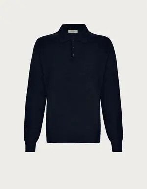 Canali Navy Pure Wool Polo Shirt