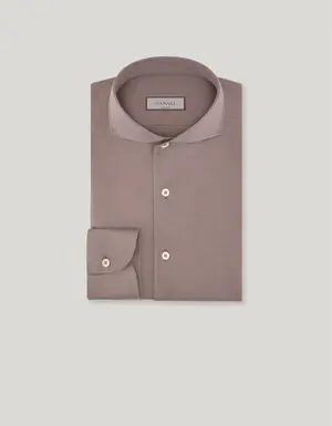 Canali Regular-fit Shirt In Dove Cotton Jersey - Beige