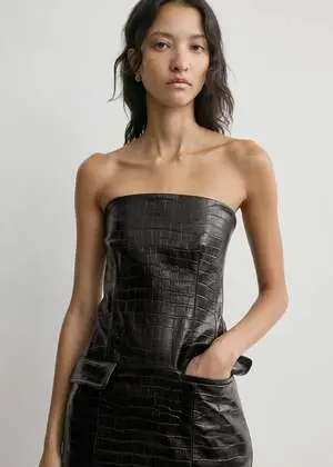 TOTEME Croco-embossed Strapless Top