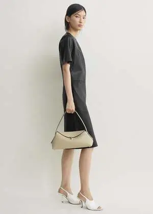 TOTEME T-lock Grained-leather Shoulder Bag - Beige