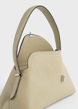 TOTEME T-lock Grained-leather Shoulder Bag - Beige