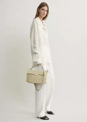 TOTEME Clip Polished-leather Top Handle - Beige