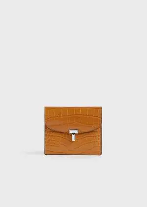 TOTEME T-lock Croco-embossed Cardholder - Tangerine