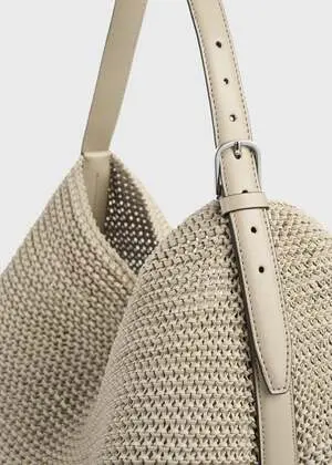 TOTEME Belted Woven Leather Tote - Beige
