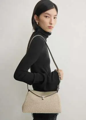 TOTEME T-lock Woven-leather Clutch - Beige