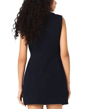 Maje Tweed Dress With Denim Details - Navy