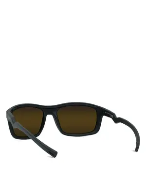 Vuarnet Rectangular Sunglasses, 62mm - Black / Mirrored Crystal Brown