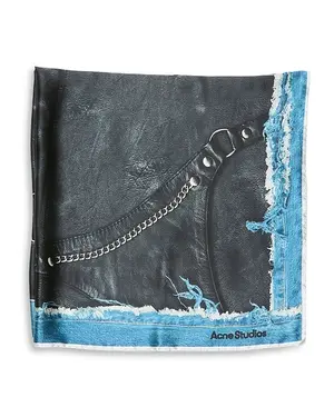 Acne Studios Printed Silk Scarf - Black/blue