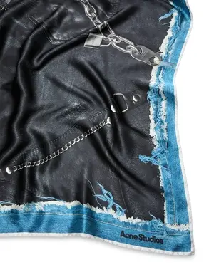Acne Studios Printed Silk Scarf - Black/blue