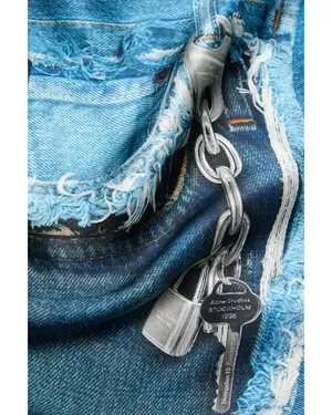Acne Studios Printed Silk Scarf - Black/blue