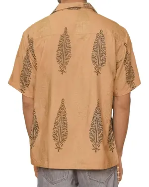 KARTIK RESEARCH Printed Silk Camp Shirt - Gold/black