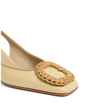 Santoni Raffia Mid-heel Slingback