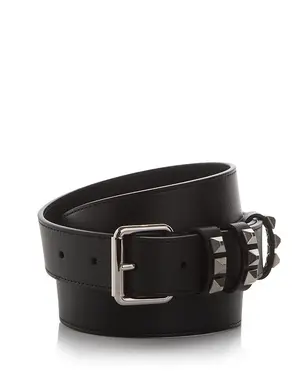 Valentino Garavani Rockstud Leather Belt - Black
