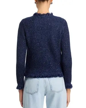 Kobi Halperin Kailey Metallic Knit Cardigan Sweater - Navy