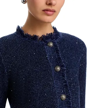 Kobi Halperin Kailey Metallic Knit Cardigan Sweater - Navy