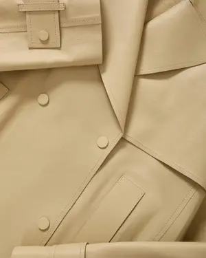 Veronica Beard Heathcliff Cropped Leather Trench Jacket