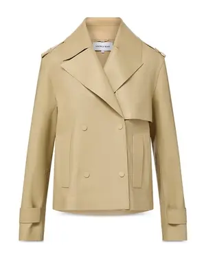 Veronica Beard Heathcliff Cropped Leather Trench Jacket