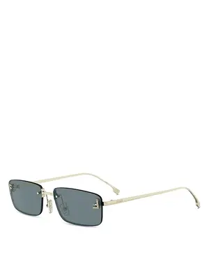 Fendi First Crystal Rectangular Sunglasses - Shiny Light Gold