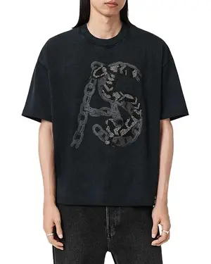 ALLSAINTS Scale Embellished Logo Graphic Tee - Washed Black
