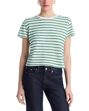 PERFECTWHITETEE Stripe Boxy Crewneck Tee - Grass Stripe