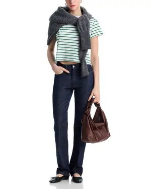 PERFECTWHITETEE Stripe Boxy Crewneck Tee - Grass Stripe