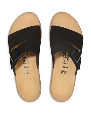 BIRKENSTOCK Almina Leather Flat Sandals - Black
