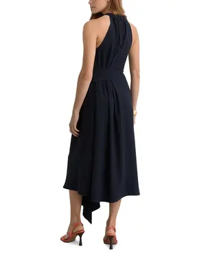 REISS Draped Midi Dress - Navy