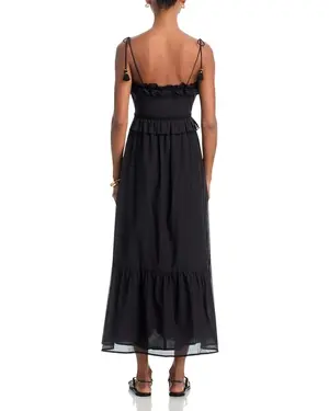 Aqua Ruffle Lace Midi Dress