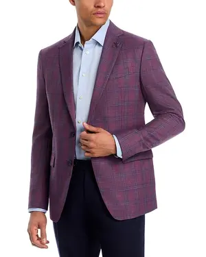 John Varvatos Slim Fit Plaid Sport Coat - Berry/ Blue