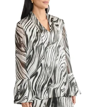 Misook Marble Print Silk Tunic
