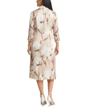 Misook Floral Print Silk Midi Dress