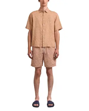 Frescobol Carioca Santos Madeira Print 4.5" Swim Shorts - Copper