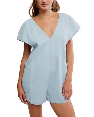 Free People Free Fall Denim Romper - Water