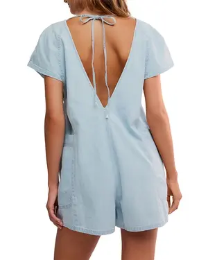 Free People Free Fall Denim Romper - Water