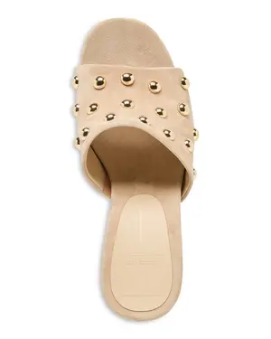 Dolce Vita Holta Studded Wedge Sandals - Camel Suede