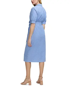 Foxcroft Esther Elbow Sleeve Stripe Dress - Blue Multi